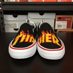Vans | Shoes | Vans Slip On Pro Trasher Flames Black Womens New | Poshmark